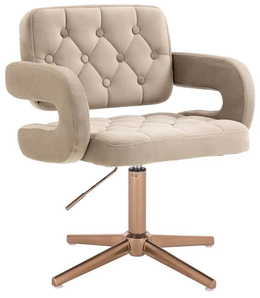 LuxuryForm DESIGN Otočná židle ADRIA VELUR na zlatém kříži - latte