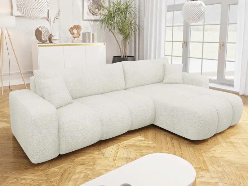 Rohová rozkládací sedačka Larow Maxi Boucle, Potah: Coral 50