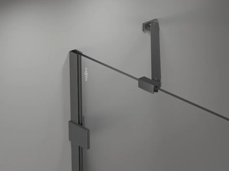Mexen Lunar, výklopný sprchový kout levý 90 x 80 cm, 8mm čiré sklo, grafitový profil, 834-090-080-95-00-L