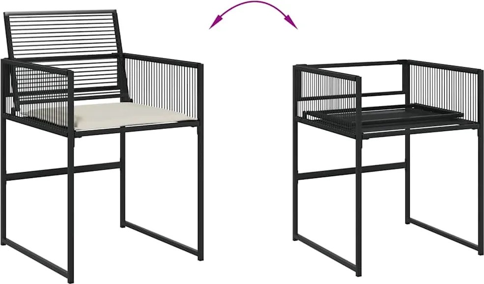 9dílný zahradní jídelní set s poduškami černý polyratan 3295025