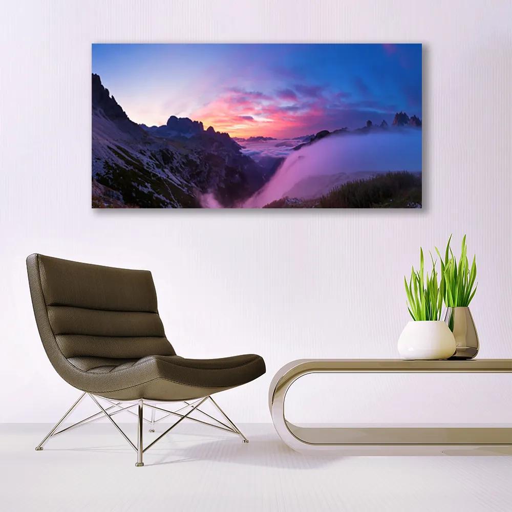 Plexisklo-obraz Mlha Hory Východ Slunce 120x60 cm