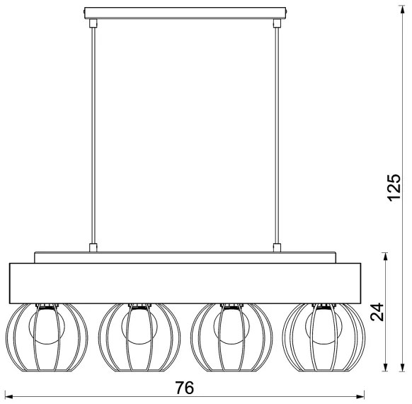 Lustr na lanku MENTON 4xE27/15W/230V černá/hnědá/dub