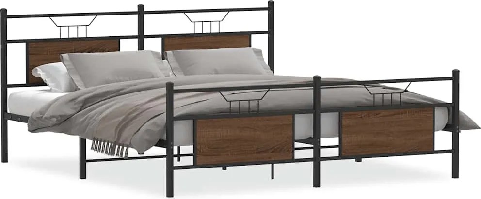 Kovový rám postele bez matrace hnědý dub 183 x 213 cm 3325104