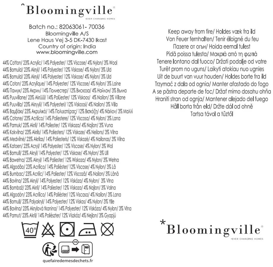 Hnědá deka z recyklované bavlny 130x160 cm Arni – Bloomingville