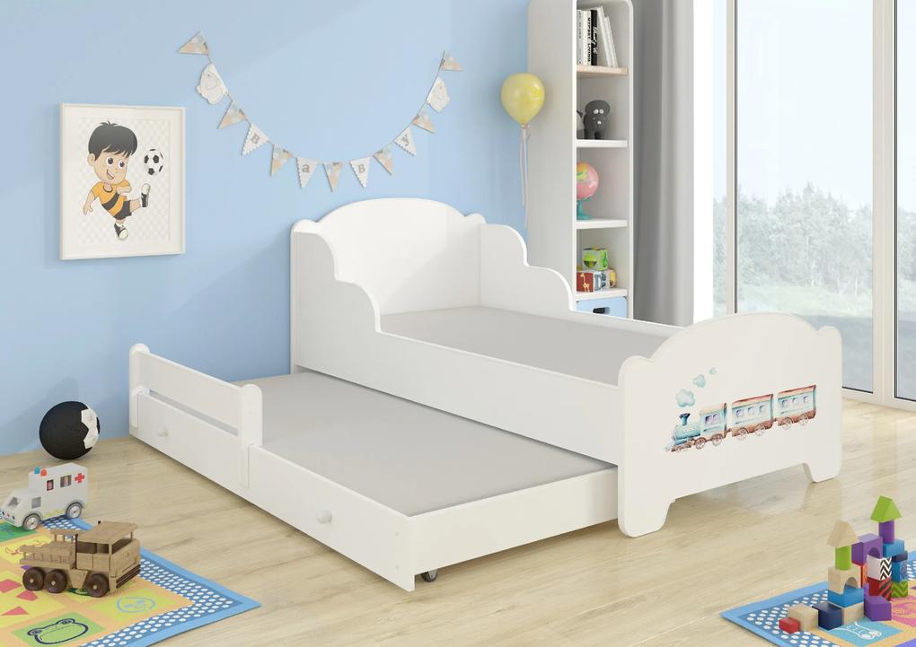 Dětská postel s matracemi AMADIS II 160x80 Motiv: ŽELEZNICE