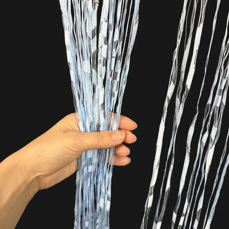 Provázková záclona Ambiance vzor Breeze modrá 180 × 300 cm