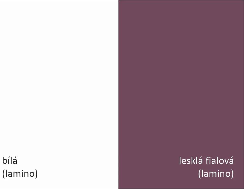 MARIDEX SKŘÍNĚ Šatní skříň - LUX 9, matná bílá/lesklá bílá/lesklá fialová