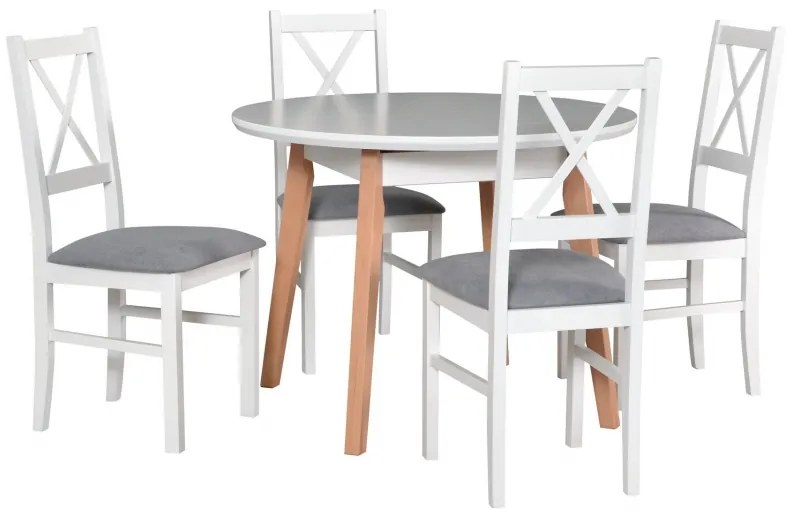Jídelní stůl OSLO 4 + doprava zdarma deska stolu bílá, podstava stolu ořech, nohy stolu černá