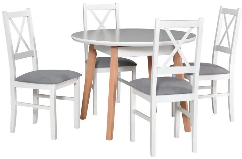 Jídelní stůl OSLO 4 + doprava zdarma deska stolu ořech, podstava stolu bílá, nohy stolu bílá