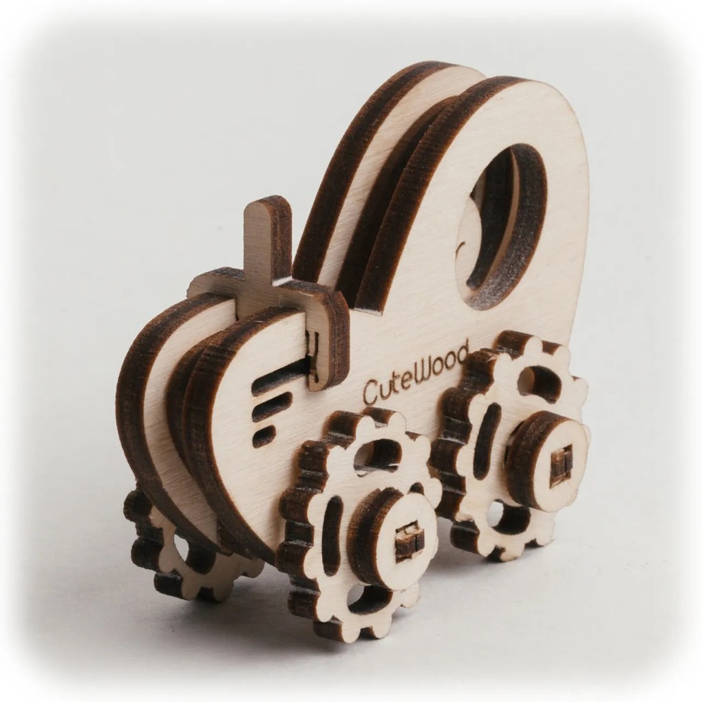 CuteWood Dřevěné 3D puzzle Traktor