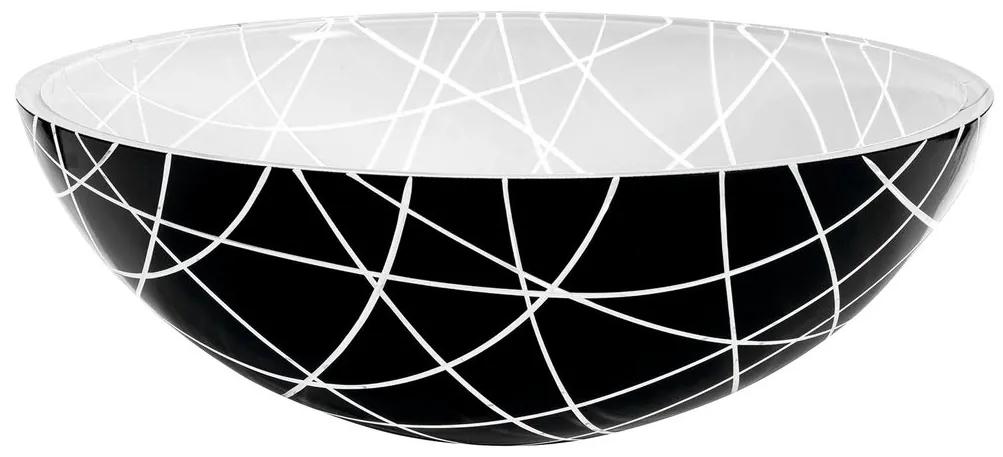 MURANO LINEA skleněné umyvadlo kulaté 40x14 cm, černá/bílá AL5318-13