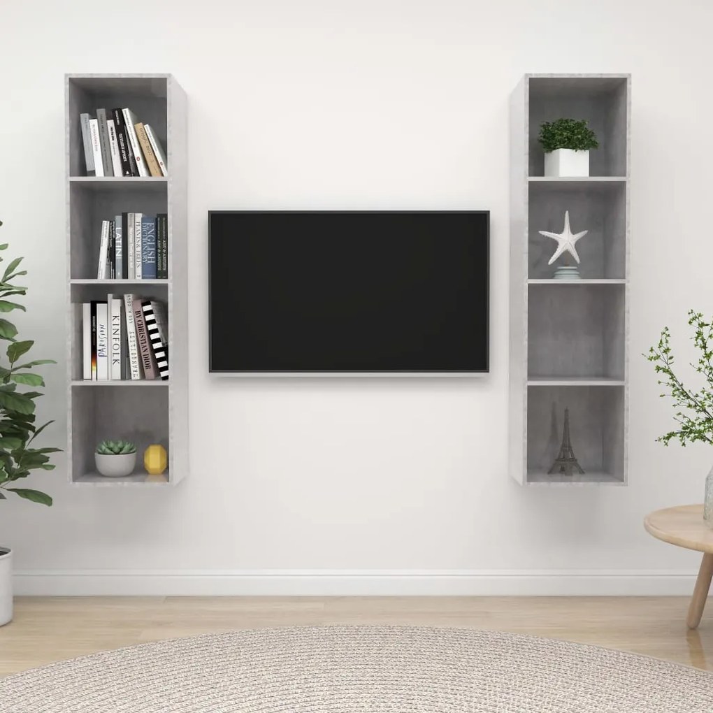 Nástěnné TV skříňky 2 ks betonově šedé dřevotříska 3079866