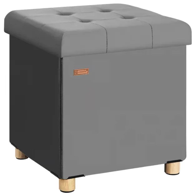 Mini taburet / stolička s úložným prostorem na nožičkách, antracitový, 42 x 38 x 38 cm 109923
