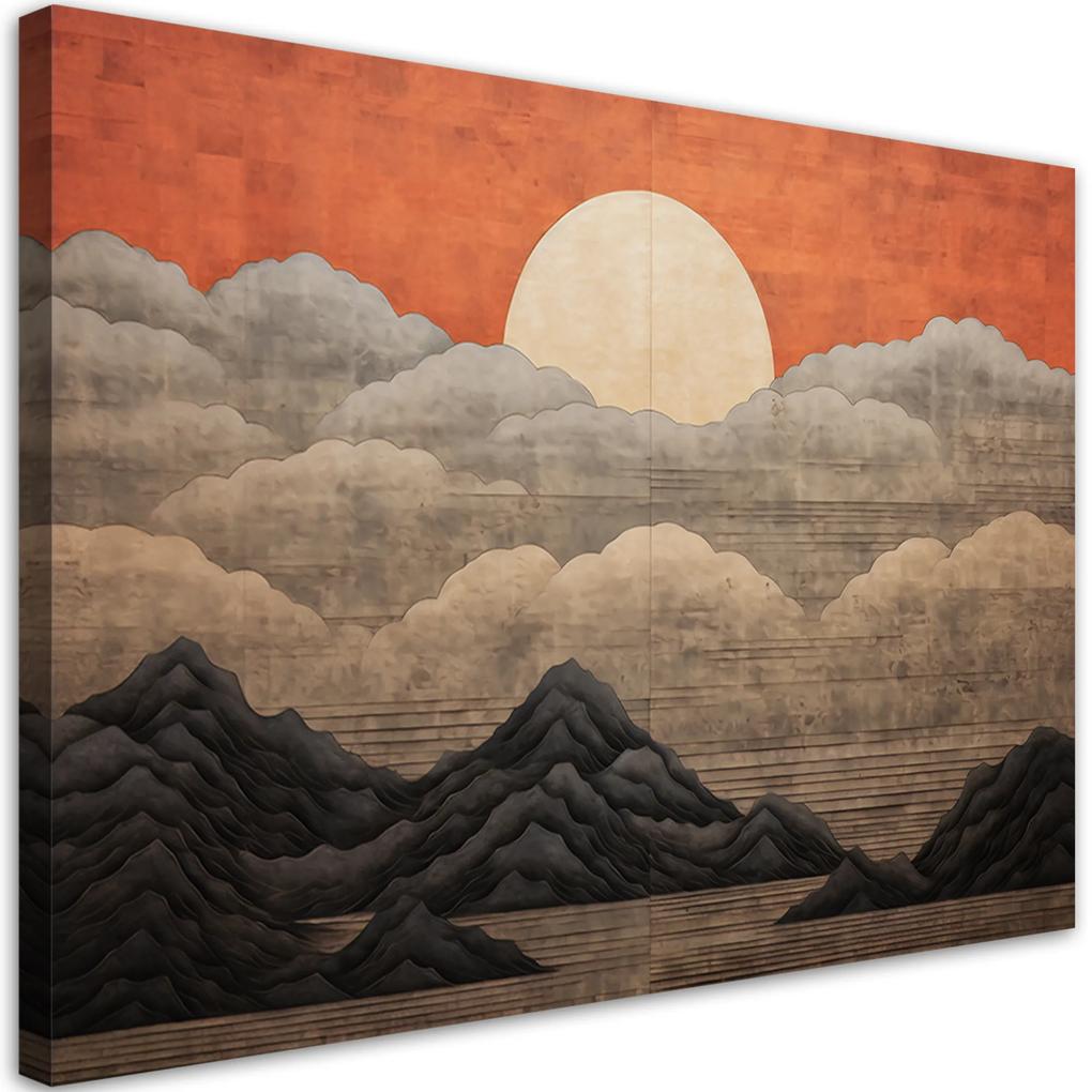 Gario Obraz na plátně Slunce, mraky a hory v Japonsku Rozměry: 60 x 40 cm