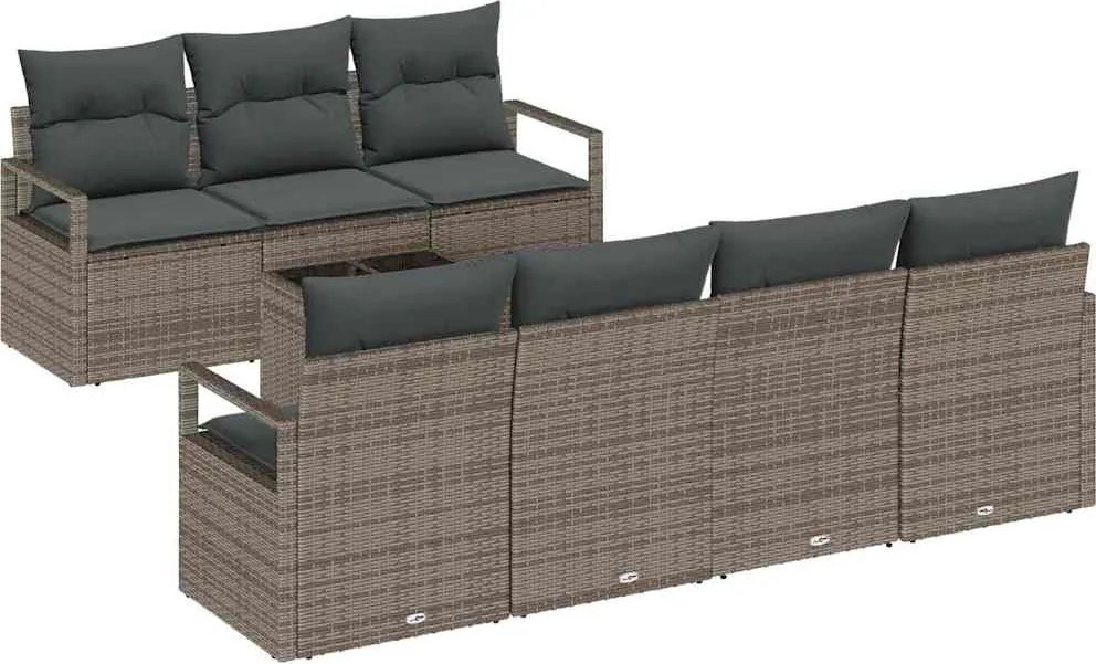 Set pohovek 8 ks 7-Počet míst Šedá polyratan 3346289