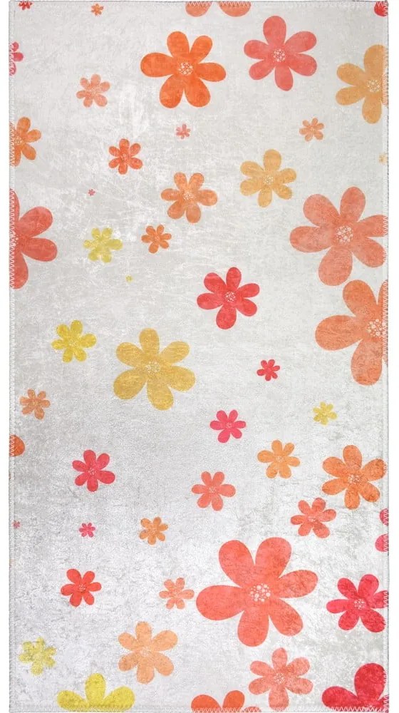 Oranžový/slonovinový pratelný dětský koberec 80x150 cm Fall Flowers – Vitaus Biano.cz
