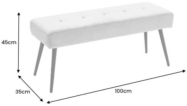 Designová lavice Bailey 100 cm tmavě šedý samet