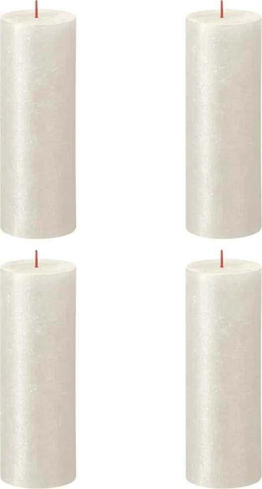 Bolsius Rustikální válcové svíčky Shimmer 4 ks 190 x 68 mm [440891] Barva: Slonovinová