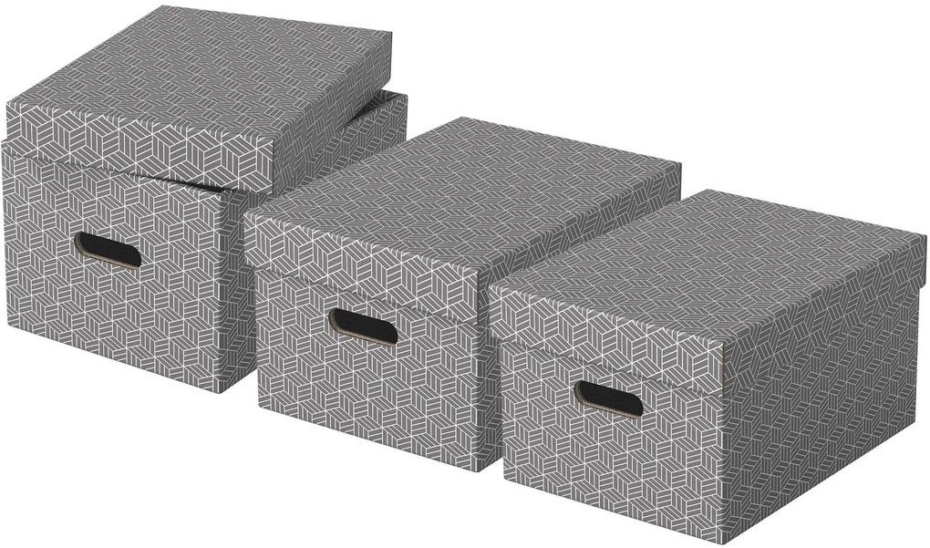 Archivační krabice esselte home, velikost m, 26.5 x 20.5 x 36.5 cm, šedá - set 3 ks