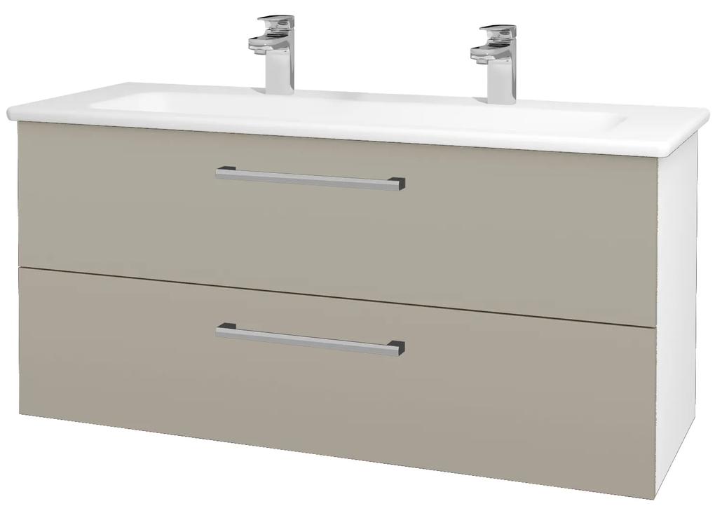 Dřevojas Koupelnová skříň GIO SZZ2 120 Varianta: N01 Bílá lesk / Úchytka T02 / M05 Béžová mat