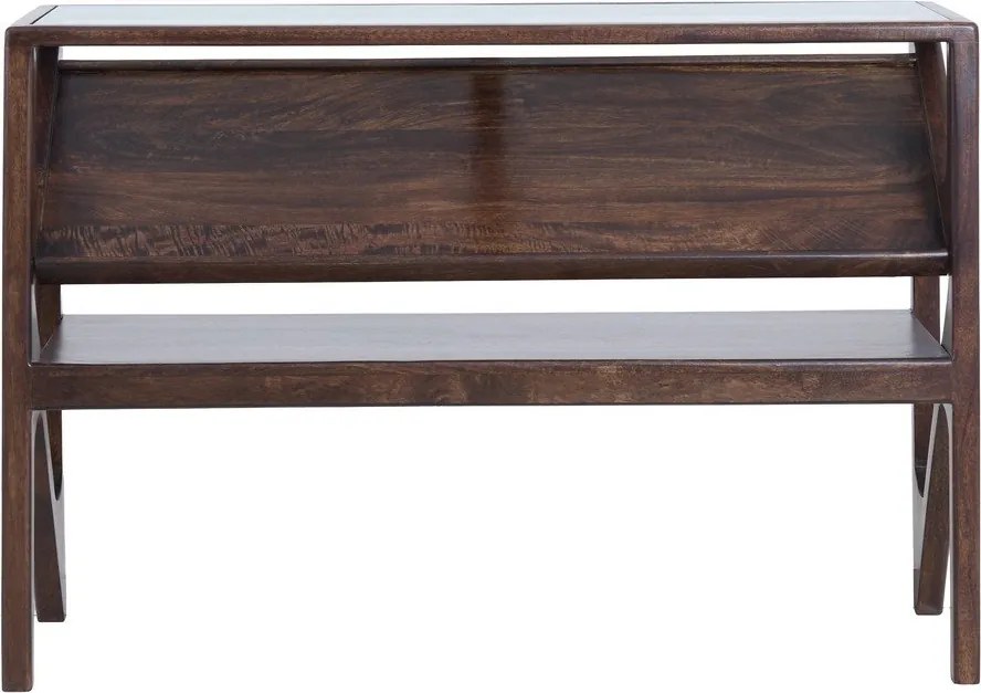Konzolový stolek se skleněnou deskou v tmavě přírodní barvě 41x119 cm Yuki – Light & Living