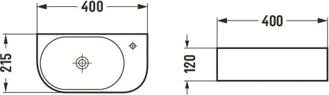 Mexen Víra, umyvadlo na desku, pravé, 40 x 21 cm, černá matná, 21274085L