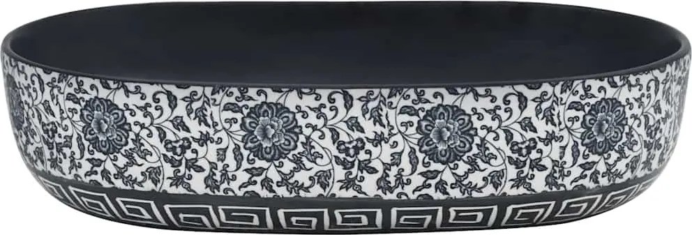 Umyvadlo na desku černé a modré oválné 59 x 40 x 14 cm keramika 155115