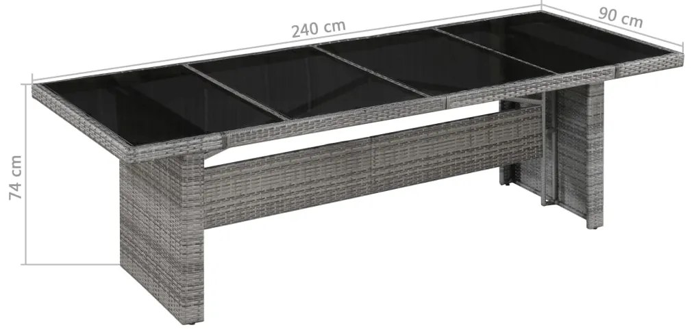 vidaXL Marketos Zahradní stůl 240 x 90 x 74 cm polyratan a sklo