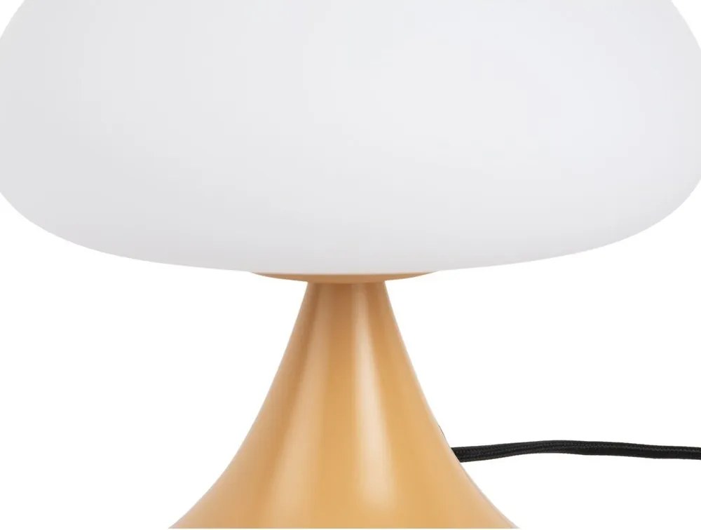 Okrově žlutá kovová stolní lampa se skleněným stínidlem (výška 21 cm) Hongo – Leitmotiv