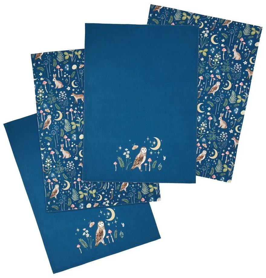 Bavlněné utěrky v sadě 4 ks 50x70 cm Enchanted Twilight Animals – Catherine Lansfield