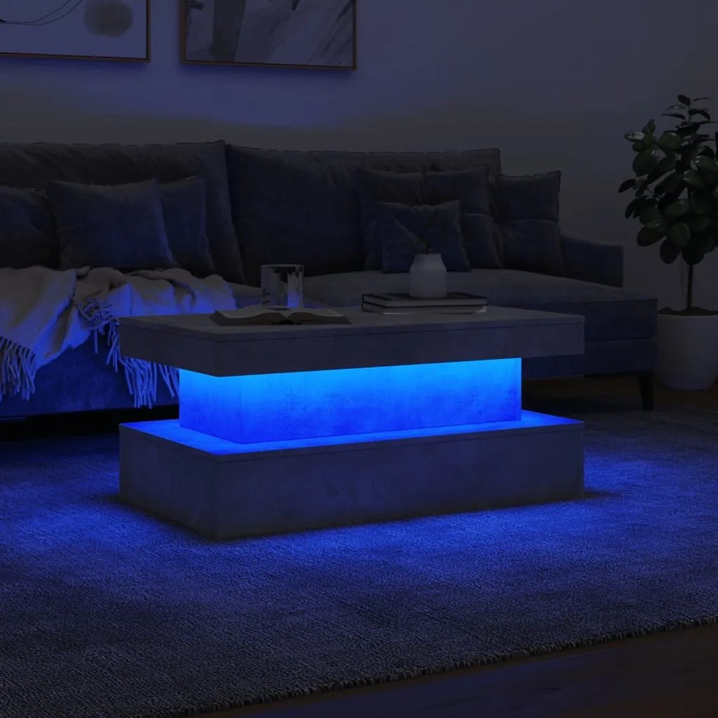vidaXL Konferenční stolek s LED osvětlením 90 x 50 x 40 cm [839848] Barva: šedá sonoma