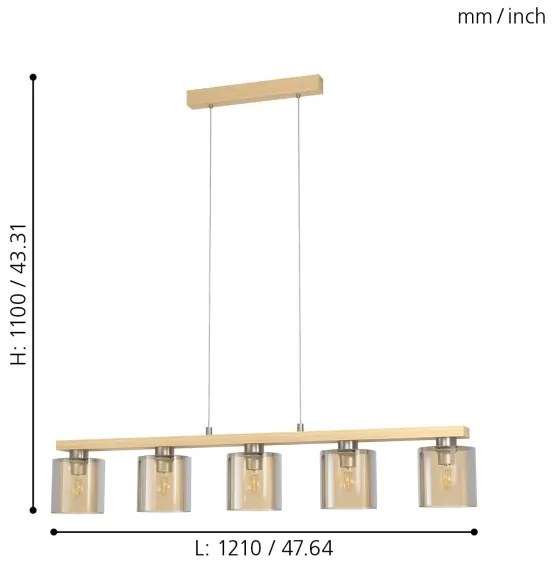 Eglo 901292 - Lustr na lanku CASTRALVO 5xE27/28W/230V