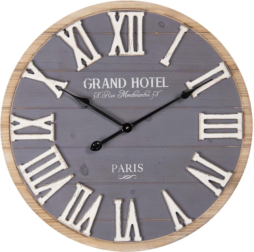 Dřevěné hodiny s římskými číslicemi Grand Hotel Paris – Ø 60*4 cm / 1*AA