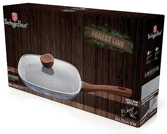 BERLINGERHAUS Pánev grilovací s poklicí a mramorovým povrchem 28 cm Forest Line BH-1599