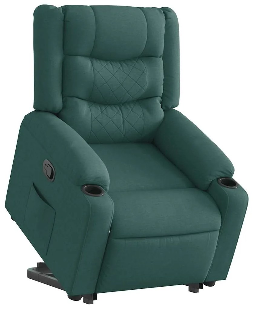 Zvedací polohovací křeslo tmavě zelené textil 3310264