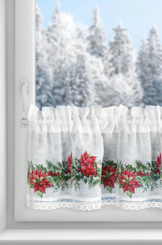 KRÁTKÁ VÁNOČNÍ ZÁCLONA NA PÁSCE XMAS5 150X30 CM VZOROVANÁ
