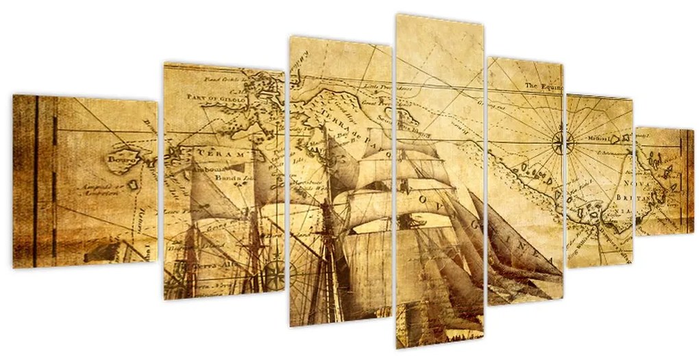 Obraz - Stará mapa (210x100 cm)