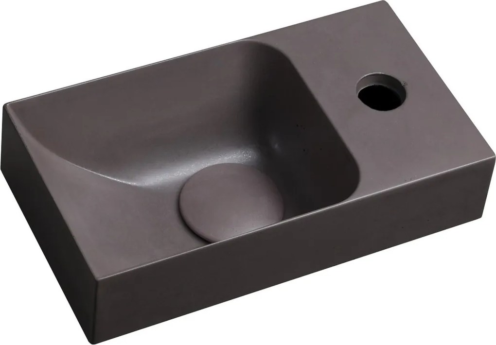 Sapho Sapho, PICCOLINO betonové umyvadlo 30,8x17cm, baterie vpravo, tmavě hnědá, PK30515