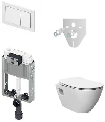 Tece Set modulu pro zazdění, bílé tlačítko, WC závěsné Rimless a sedátko 1 set