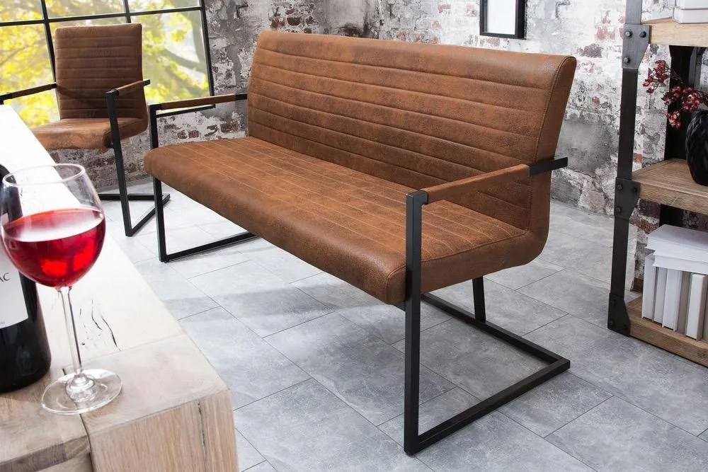 Designová lavice Maximiliano vintage hnědá