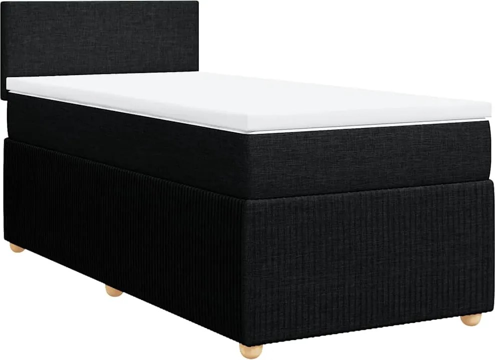 Box spring postel s matrací černá 90x200 cm textil 3287334