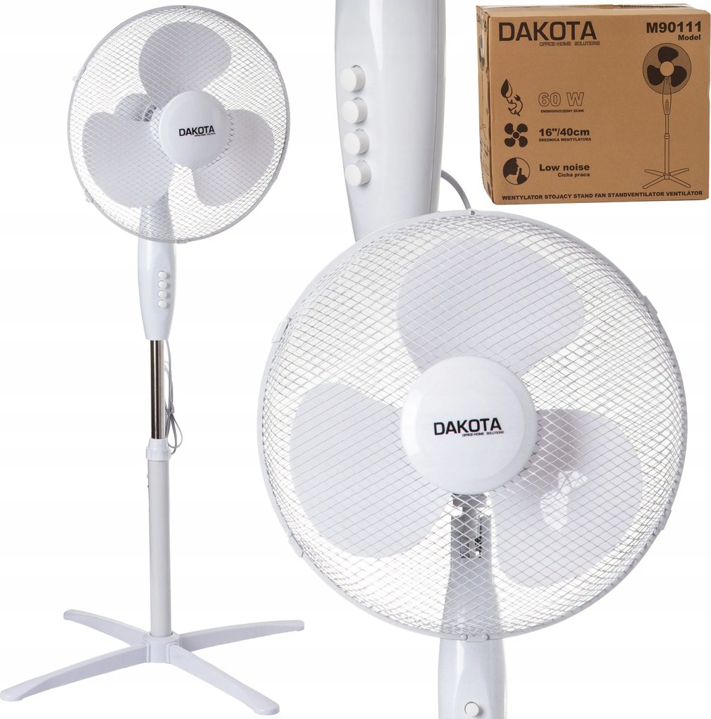 Ventilátor Stojanový, Regulace, Oscilace, Tichý, Silný, 60 W, 40 CM Vysoký