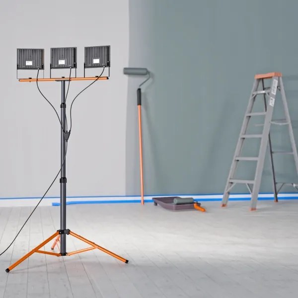 LED Reflektor se stojanem 3xLED/100W/230V 4500K IP65 černá/oranžová