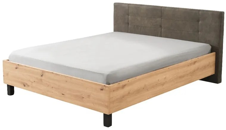 Manželská postel 160x200cm Ciri – dub artisan/šedá/černá