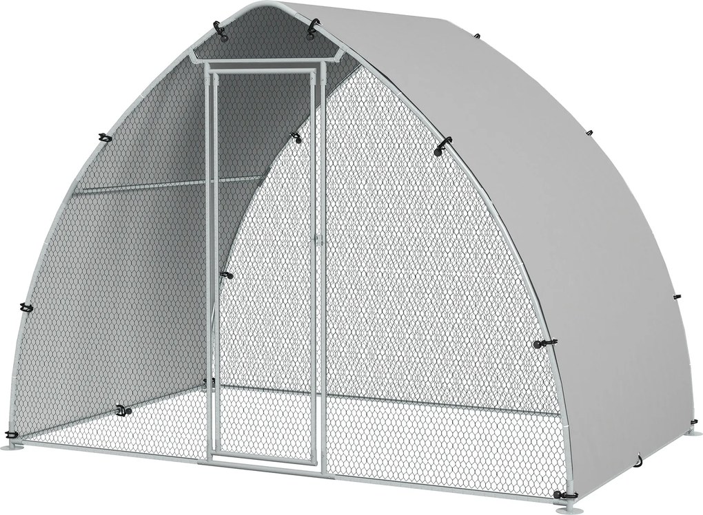PawHut Velká Kurníková Klientela Pro Kuřata 5.75m² S UV-Ochrannou Střechou, Mřížková Oplocení 3.04D x 1.9Š x 2.2V m, Galvanizovaná Ocel, Zámek Dveře,…