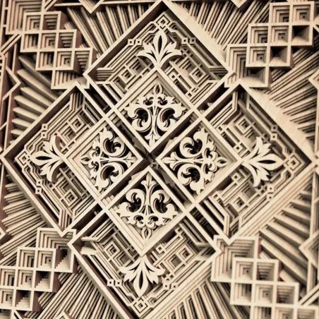 Vyřezávaná dřevěná 3D mandala na zeď | SENTOP PR0461