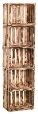 ČistéDřevo Dřevěné opálené bedýnky regál 150 x 40 x 24 cm
