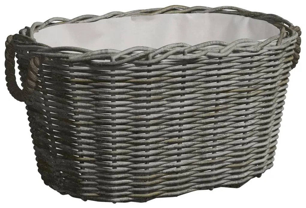 Koš na dřevo s držadly 59 x 42 x 28 cm šedá vrba 286985