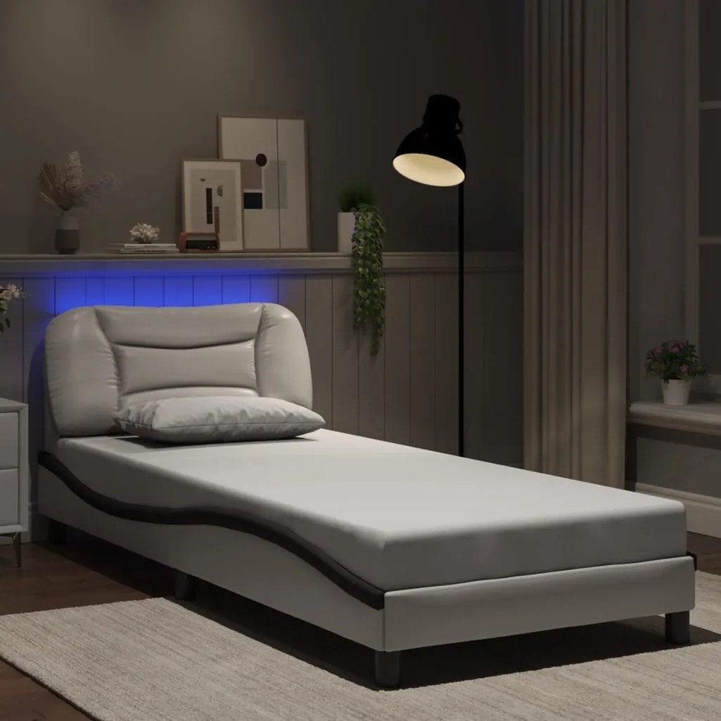 Rám postele s LED bez matrace Hvar bílý a černý 90x190 cm 3213905