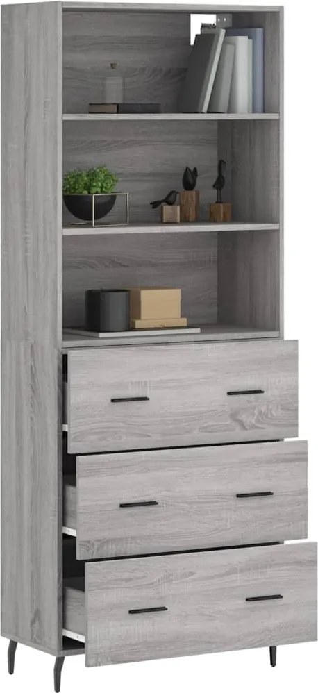 Skříň highboard šedá sonoma 69,5 x 34 x 180 cm kompozitní dřevo 3189403